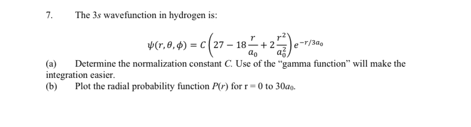 Solved The 3s ﻿wavefunction in hydrogen | Chegg.com