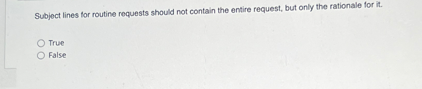 Solved Subject lines for routine requests should not contain | Chegg.com