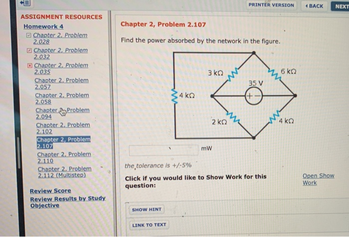 Solved PRINTER VERSION BACK NEXT Chapter 2, Problem 2.107 | Chegg.com