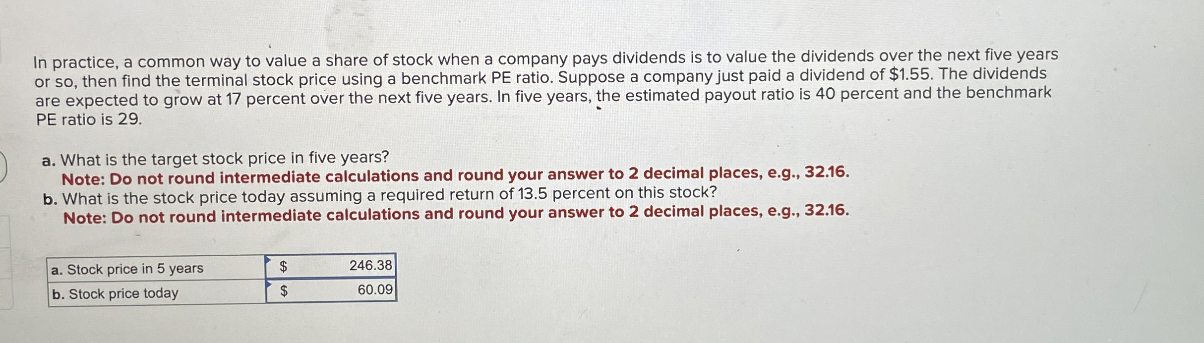 Solved In practice, a common way to value a share of stock | Chegg.com