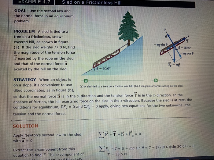 Solved EXAMPLE 4.7 sled on a Frictionless Hill GOAL Use the | Chegg.com