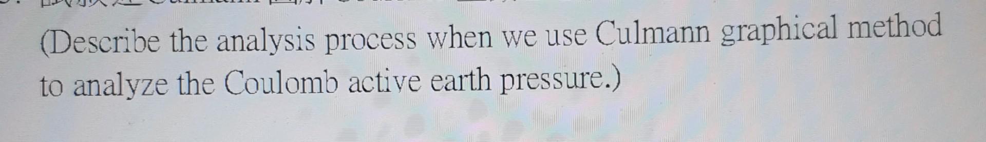Solved (Describe the analysis process when we use Culmann | Chegg.com
