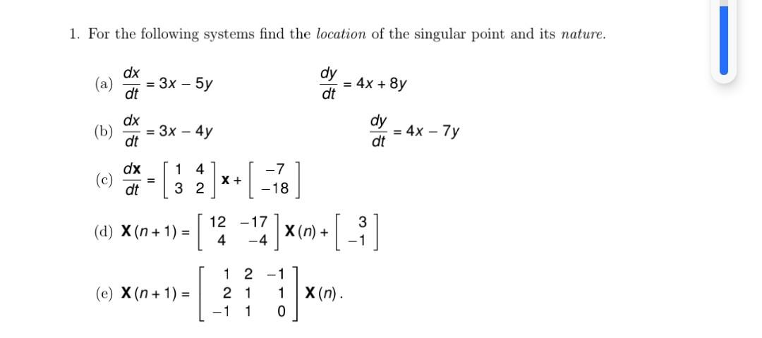 Solved 1. For the following systems find the location of the | Chegg.com