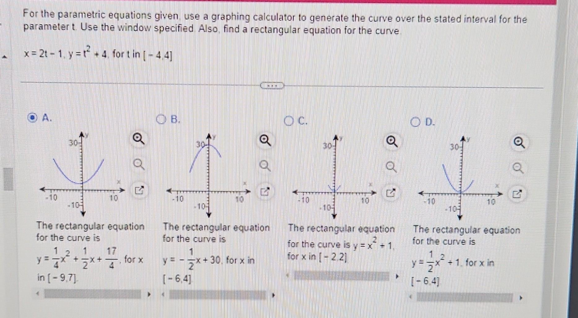 Solved For the parametric equations given use a graphing | Chegg.com