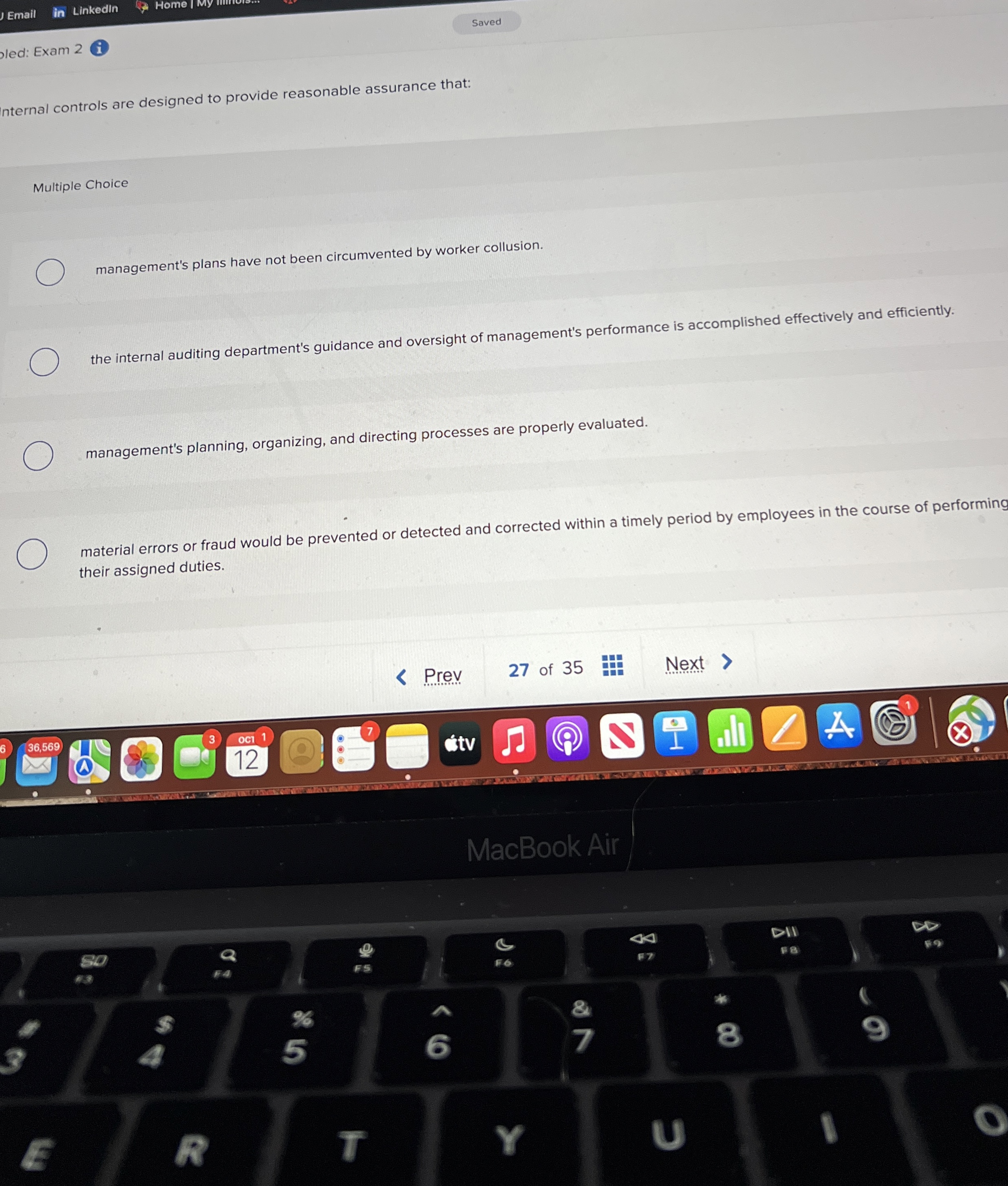 Solved nternal controls are designed to provide reasonable | Chegg.com