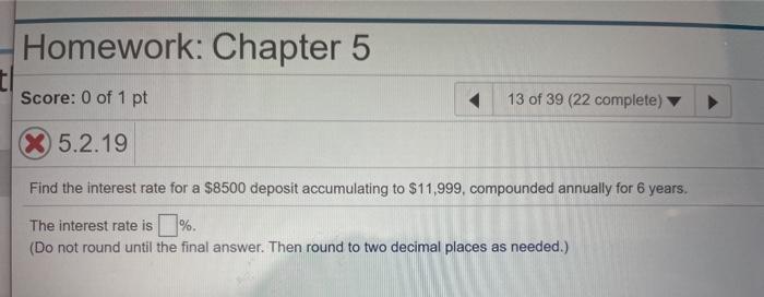 Solved Homework Chapter 5 Score 0 Of 1 Pt 13 Of 39 22