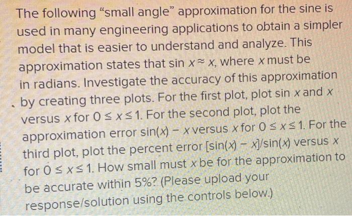 Solved The following "small angle" approximation for the | Chegg.com