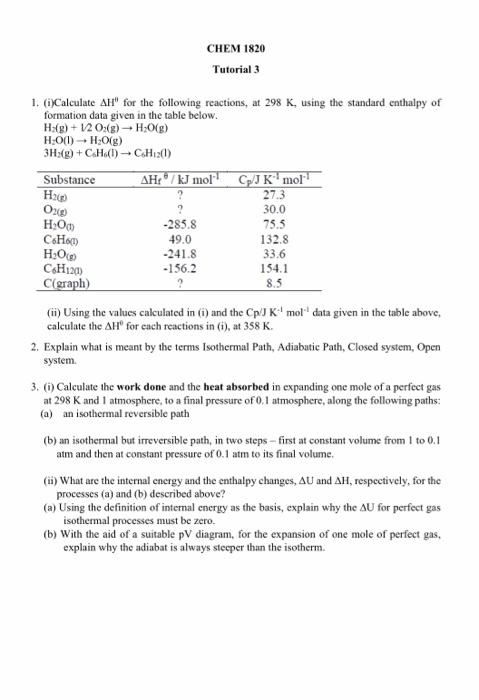 Solved 1. (i)Calculate ΔH′′ for the following reactions, at | Chegg.com