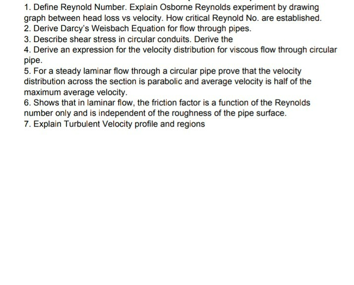 Solved 1. Define Reynold Number. Explain Osborne Reynolds | Chegg.com