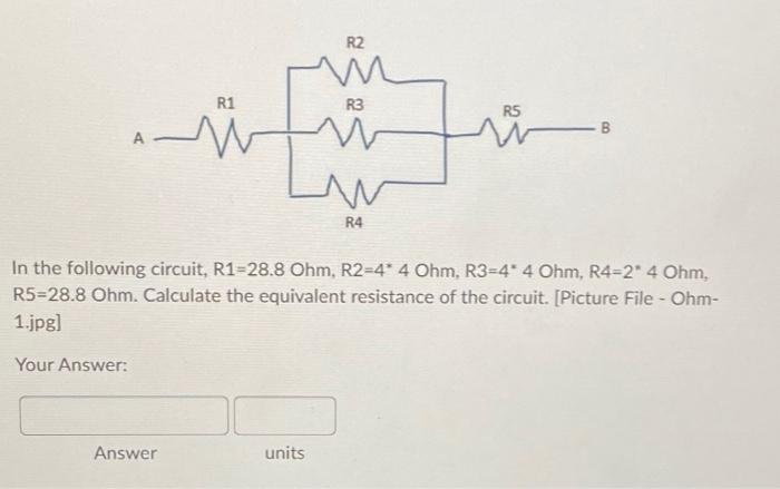 In the following circuit, R1=28.8 Ohm, R2=4*4 Ohm, | Chegg.com