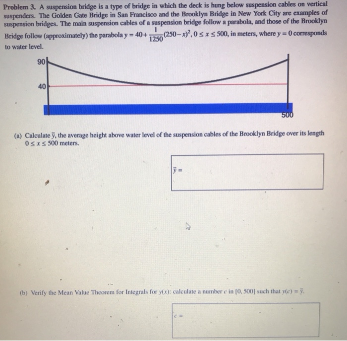 Solved Problem 3. A suspension bridge is a type of bridge in | Chegg.com