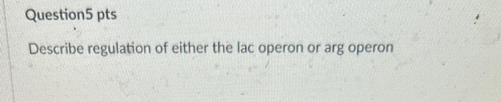 Solved Question5 ﻿ptsDescribe regulation of either the lac | Chegg.com
