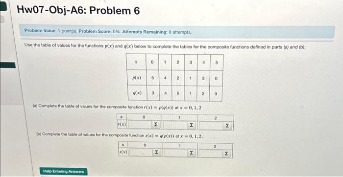 Solved Hw07-Obj-A6: Problem 6 Problem Value: 1 point(s). | Chegg.com Solved Hw07-Obj-A6: Problem 6 Problem Value: 1 point(s). | Chegg.com