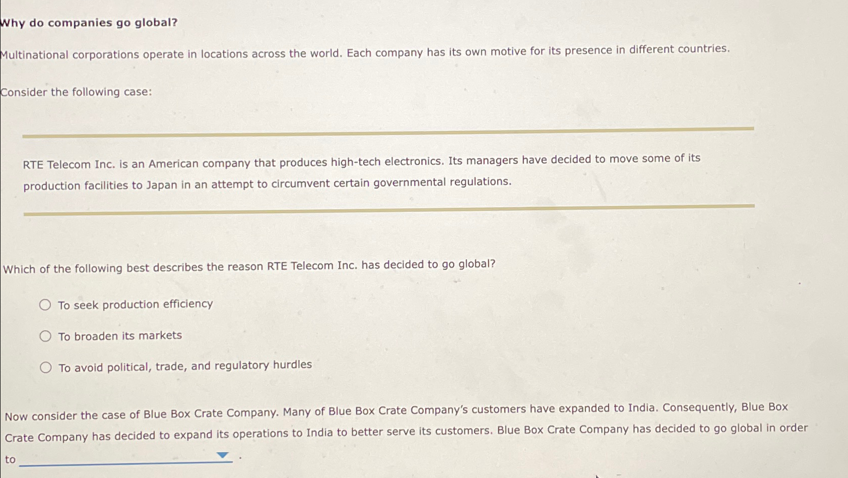 Solved Why do companies go global?Multinational corporations | Chegg.com