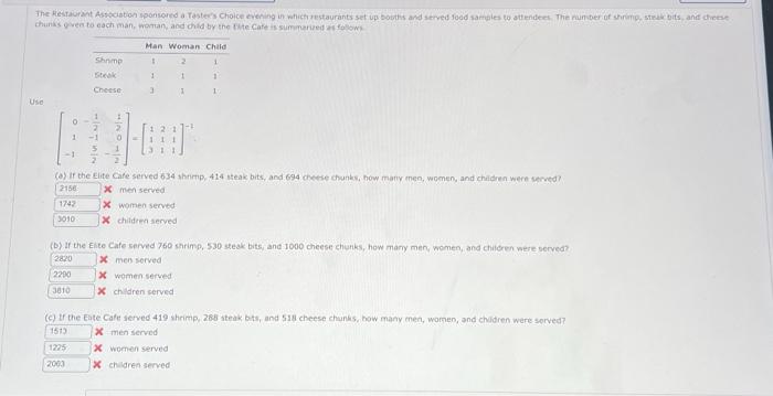 Solved Use ⎣⎡01−1−21−125210−21⎦⎤=⎣⎡113211111⎦⎤−1 (b) If the | Chegg.com