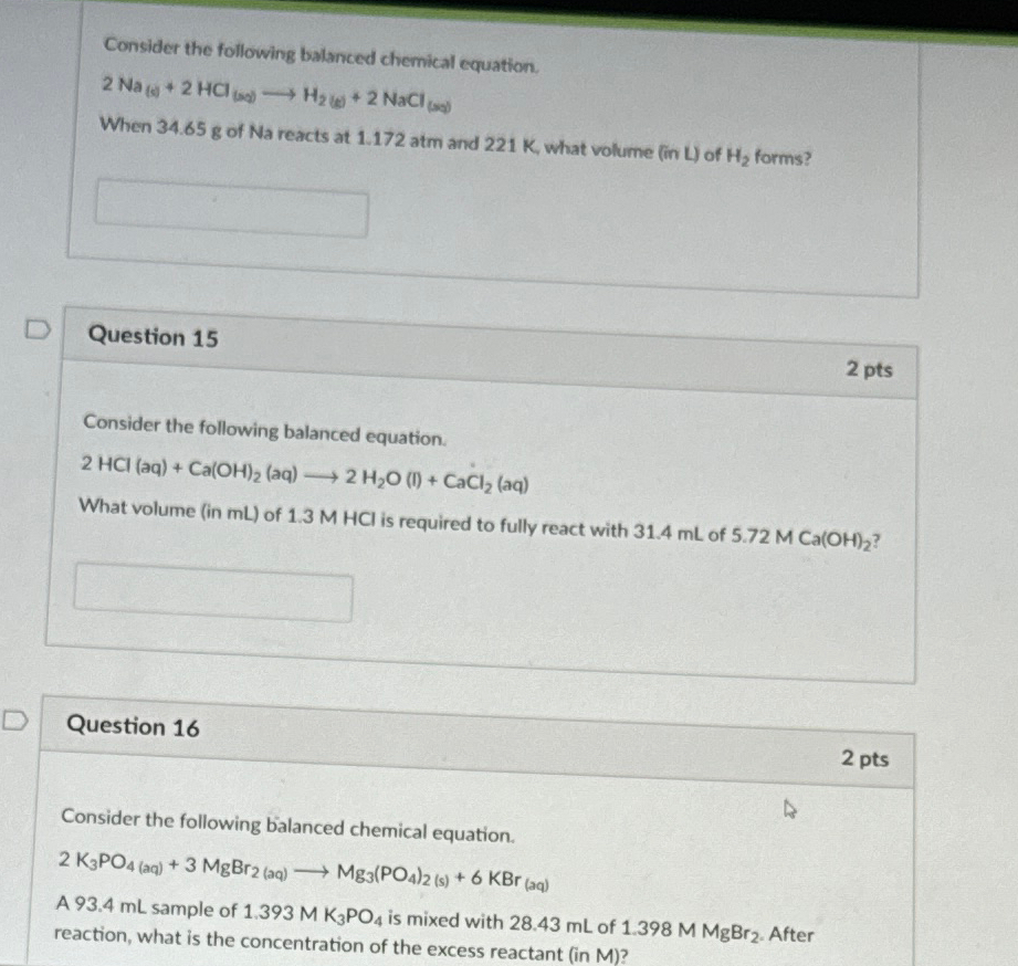 Solved Consider the following balanced chemical | Chegg.com