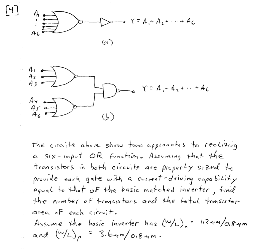Y=A1+A2+cdots+A6The circuits above show two | Chegg.com