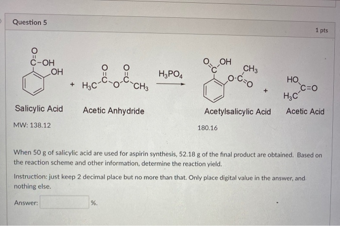 Solved Question 5 1 pts O C-OH ОН 9. OH OH CH3 + HC H3PO4 | Chegg.com