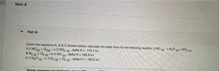 Solved Item 8 v Part A Given the reactions A, B & C shown | Chegg.com