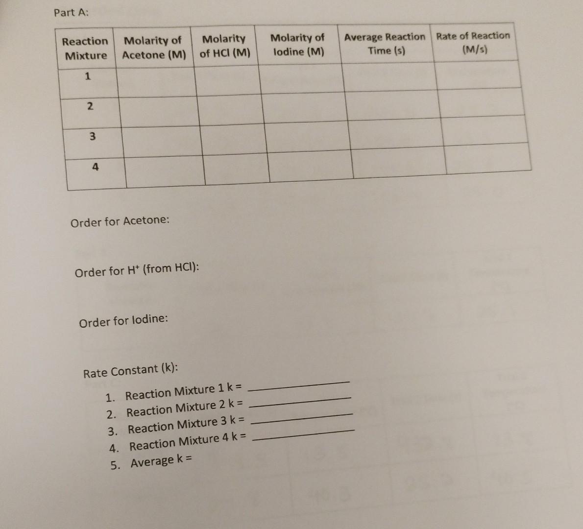 Recorded Data Part A: \begin{tabular}{|c|c|c|c|c|} | Chegg.com