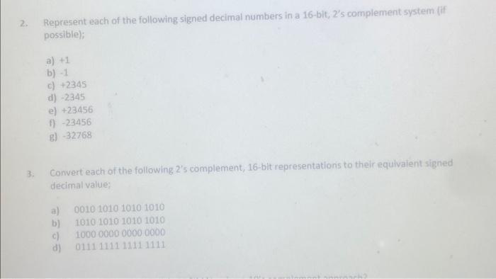 Solved 2. Represent each of the following signed decimal | Chegg.com