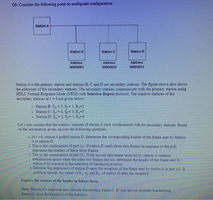 Q6. Consider the following point-to-multipoint | Chegg.com
