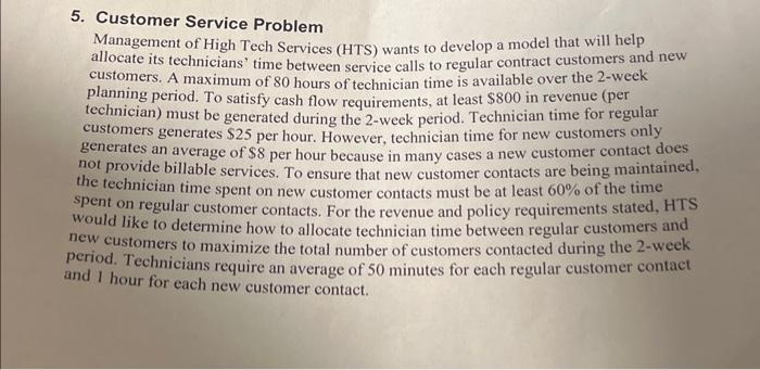 Solved 5. Customer Service Problem Management of High Tech | Chegg.com