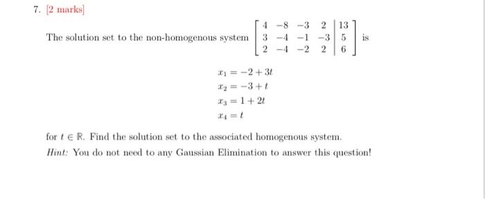 Solved The solution set to the non-homogenous system | Chegg.com
