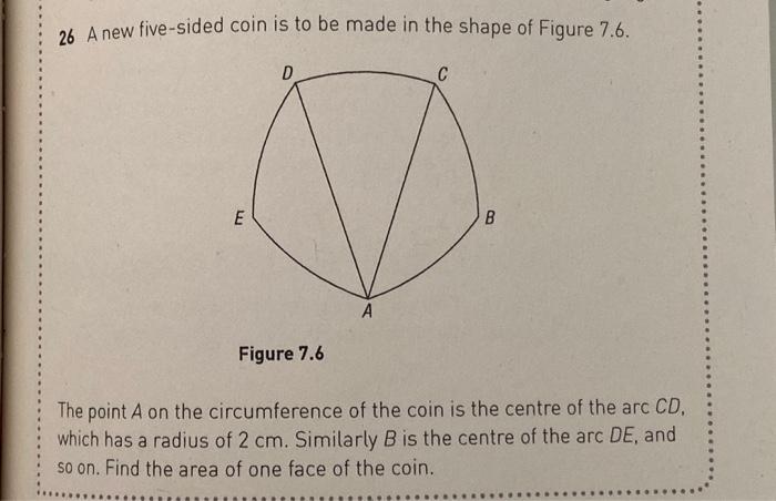Solved 26 A new five-sided coin is to be made in the shape | Chegg.com