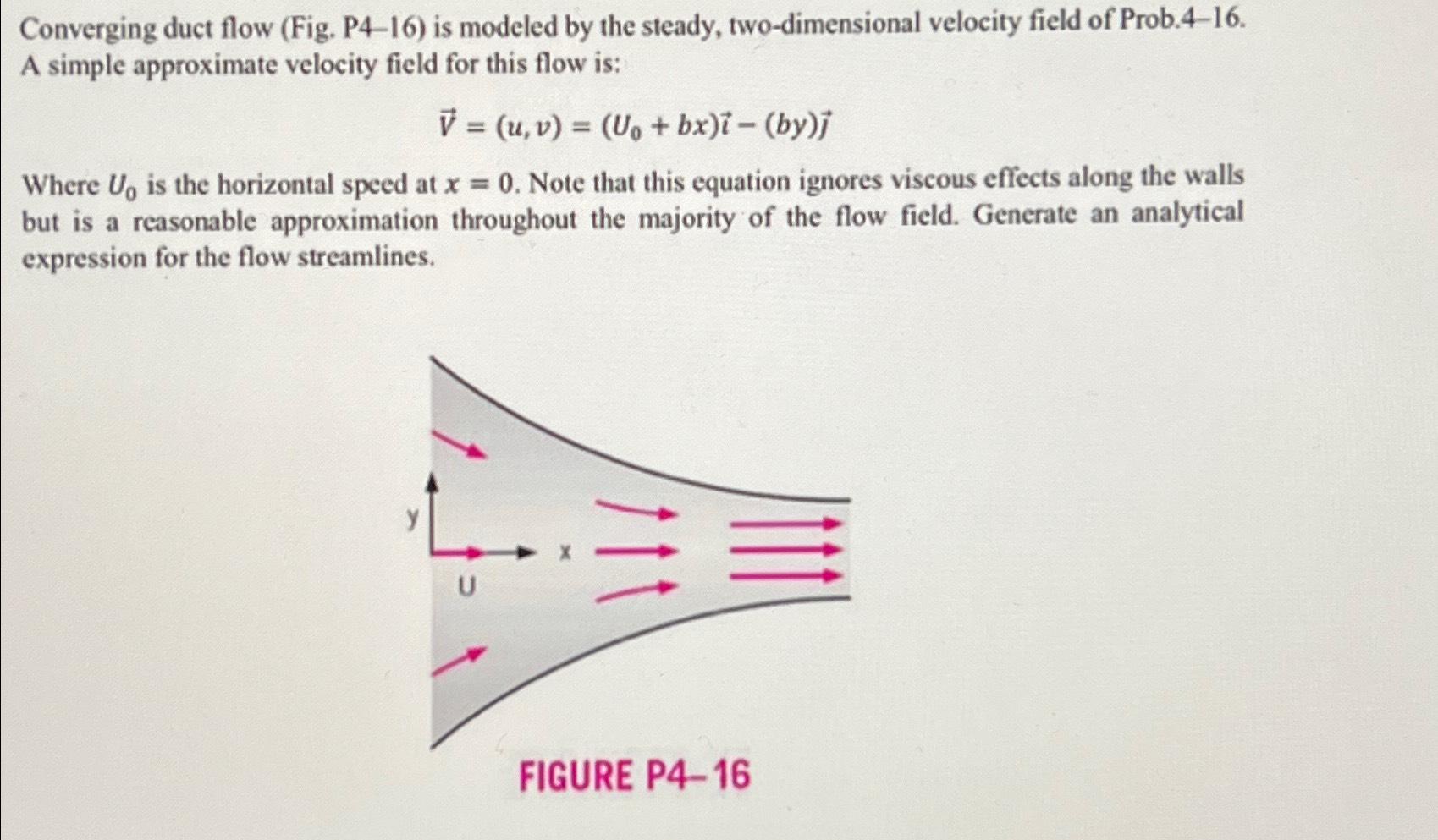 Solved Converging duct flow (Fig. P4-16) is modeled by the | Chegg.com