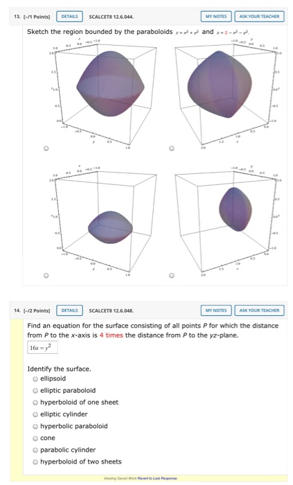 Solved 13. 1-/1 Points DETAILS SCALCETS 12.6.044 MY NOTES | Chegg.com Solved 13. 1-/1 Points DETAILS SCALCETS 12.6.044 MY NOTES | Chegg.com