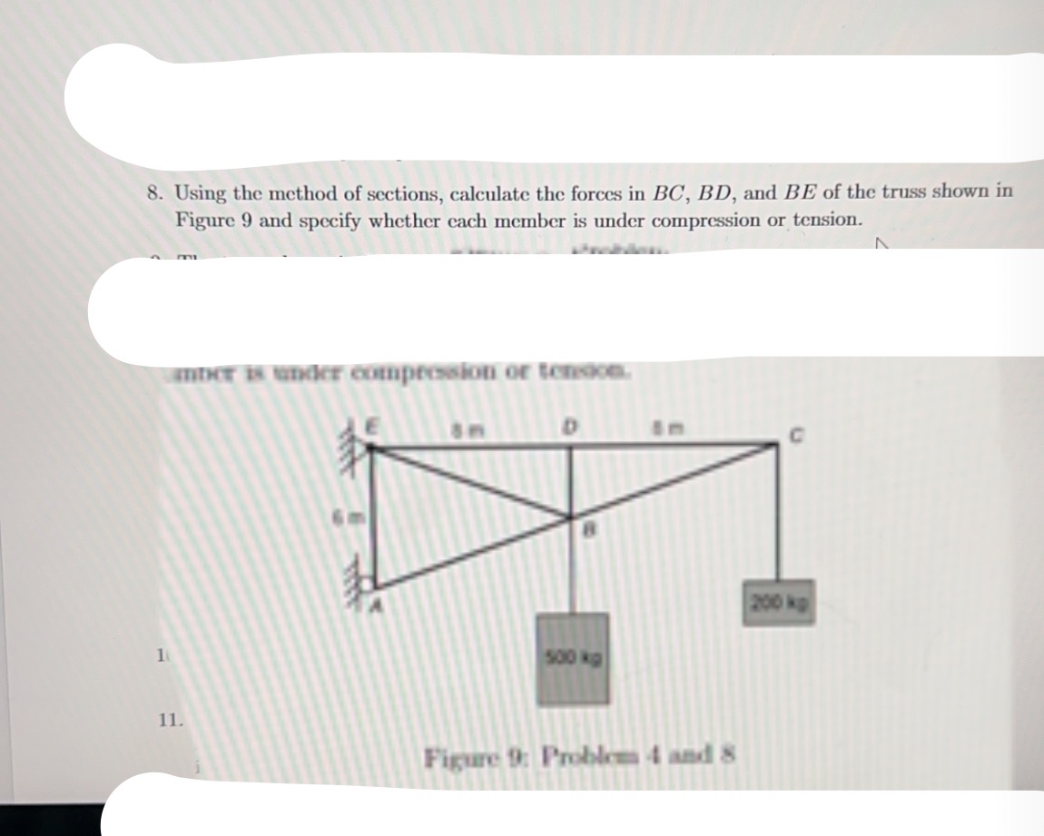 Solved Using the method of sections, calculate the forces in | Chegg.com