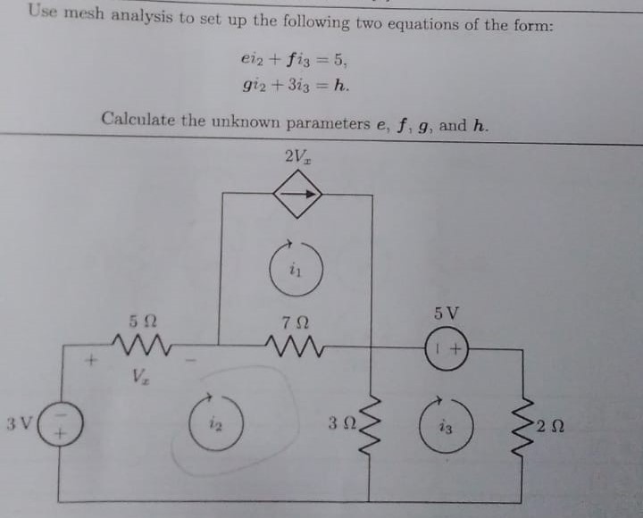 Solved Use mesh analysis to set up the following two | Chegg.com