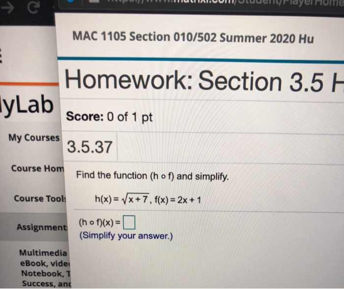 Solved MAC 1105 Section 010/502 Summer 2020 Hu Homework: | Chegg.com