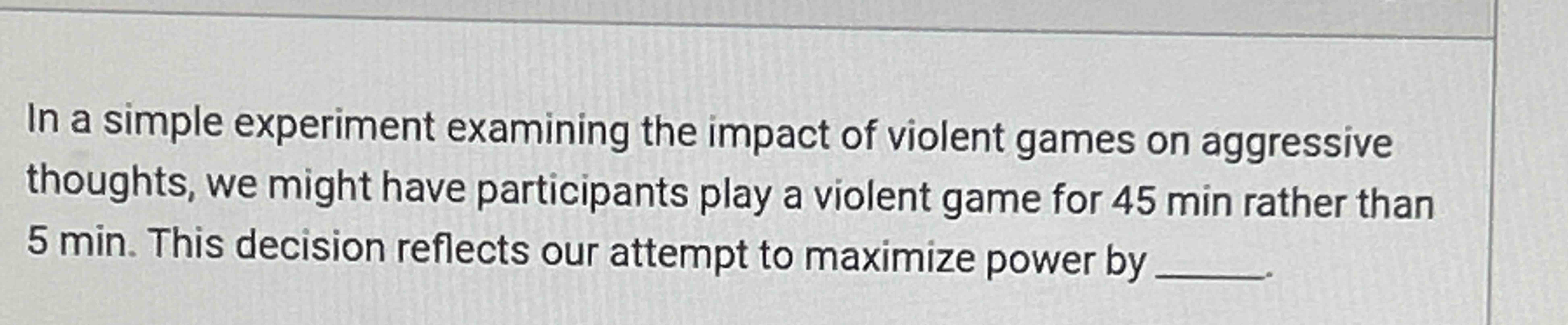 Solved In a simple experiment examining the impact of | Chegg.com