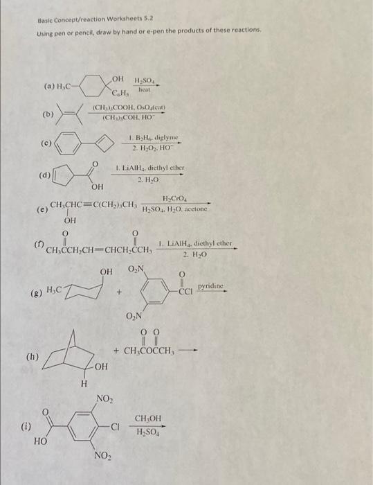Solved Basic concept/reaction Worksheets 5.2 Using pen or | Chegg.com