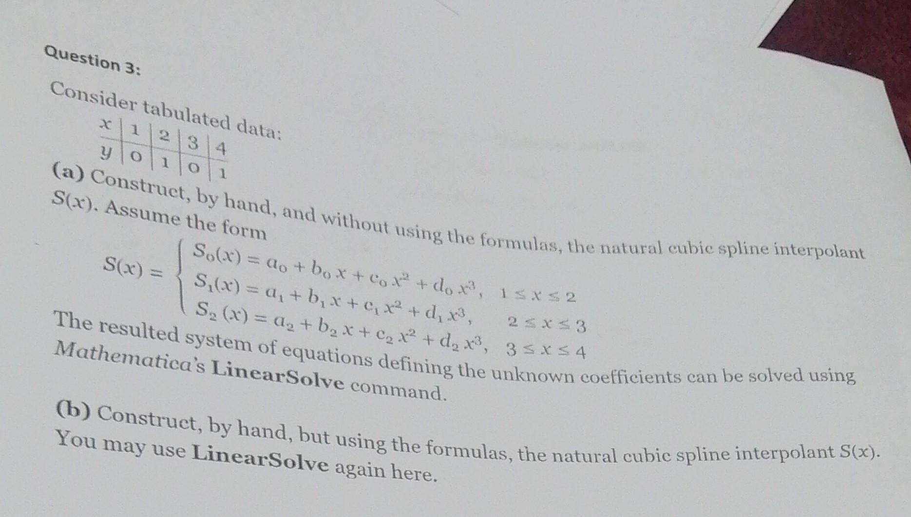 Solved Question 3: Consider tabulated data: x1 12 13 14 1 1 | Chegg.com