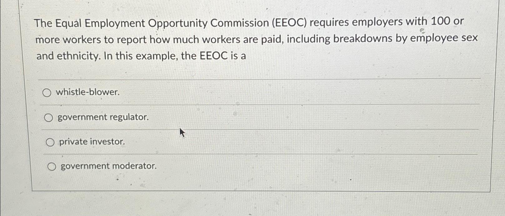 Solved The Equal Employment Opportunity Commission (EEOC) | Chegg.com