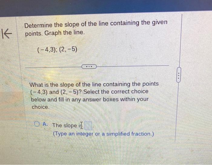 Solved Determine the slope of the line containing the given | Chegg.com