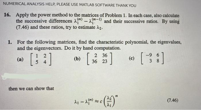 Solved NUMERICAL ANALYSIS HELP, PLEASE USE MATLAB SOFTWARE | Chegg.com