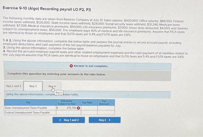 Solved Exercise 9-10 (Algo) Recording payroll LO P2, P3 The | Chegg.com