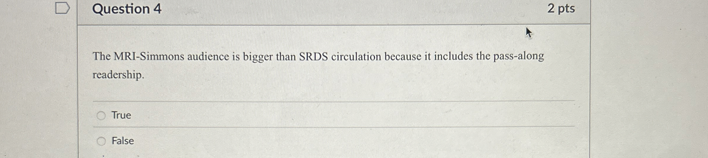 Solved Question 42 ﻿ptsThe MRI-Simmons audience is bigger | Chegg.com