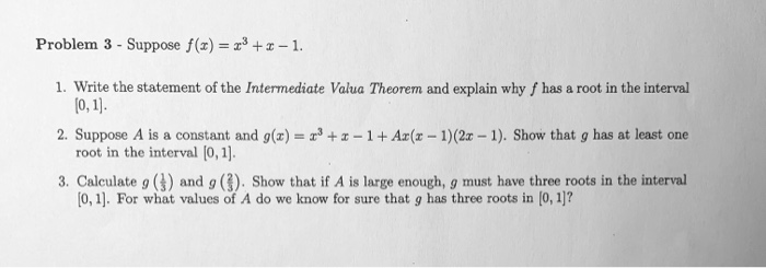 Solved Intermediate Value Theorem Ivt Question See