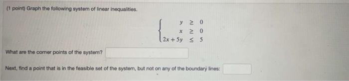Solved (1 point) Graph the following system of linear | Chegg.com