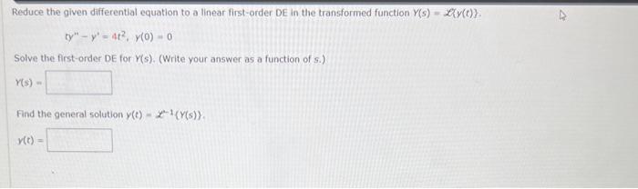 Solved Reduce the given differential equation to a linear | Chegg.com