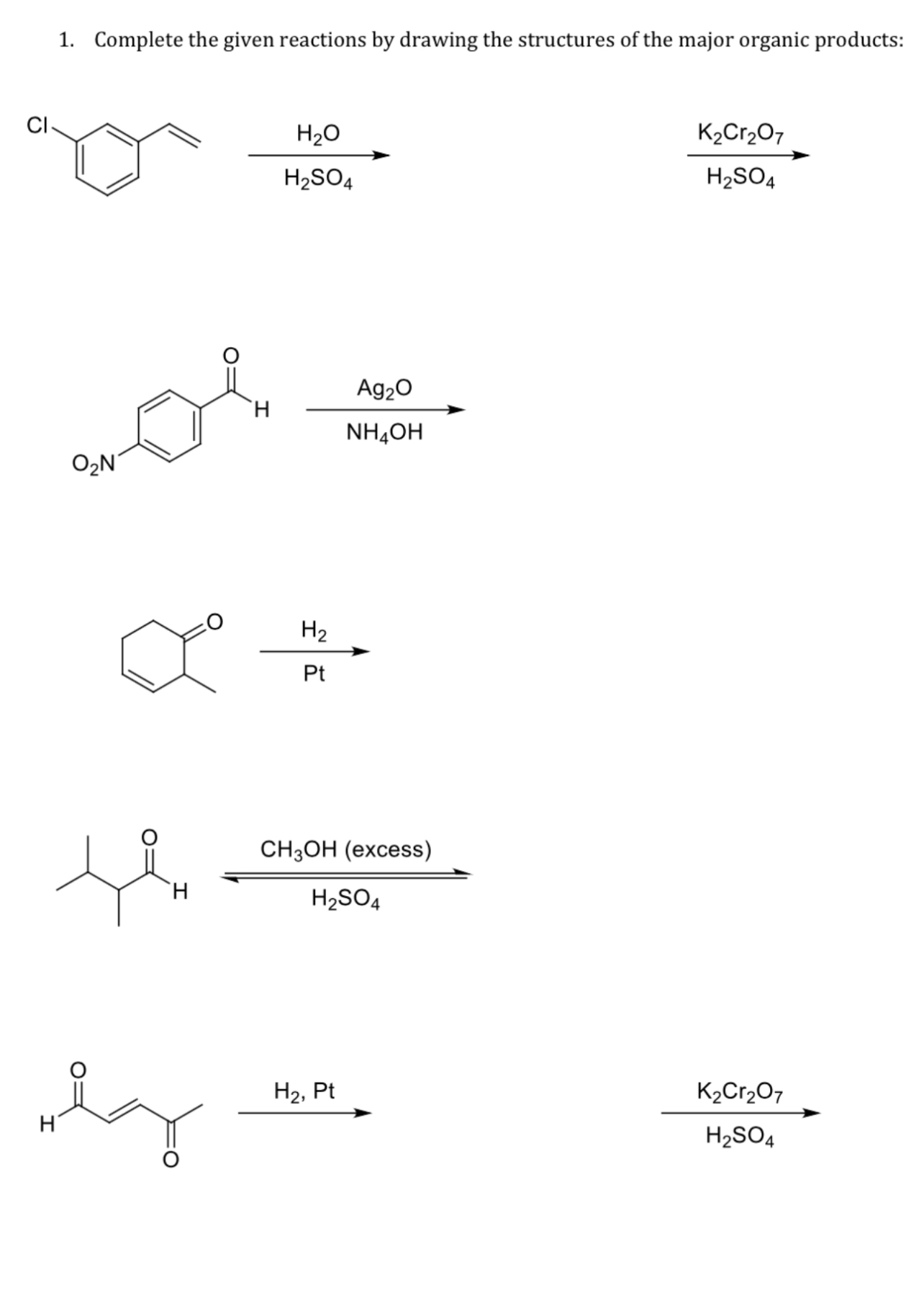 Complete the given reactions by drawing the | Chegg.com