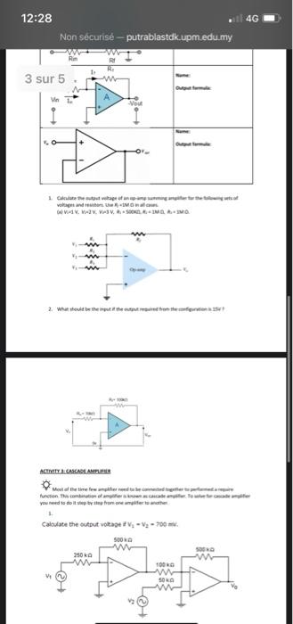 Solved Activity 1: Operational Amplifier Basic Q Complete | Chegg.com