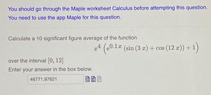 Solved You should go through the Maple worksheet Calculus | Chegg.com