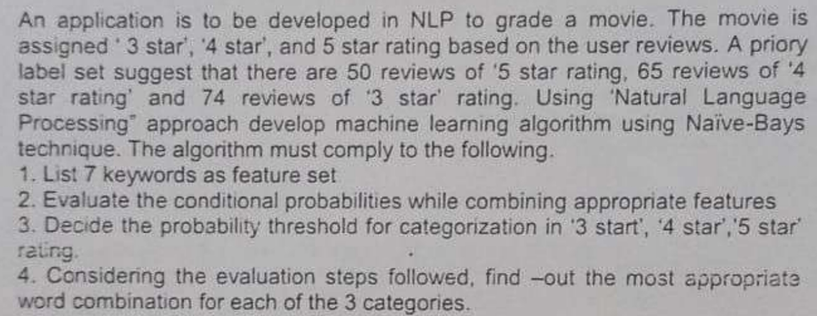 Solved An application is to be developed in NLP to grade a | Chegg.com
