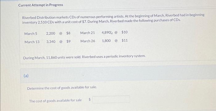 Solved Current Attempt in Progress Riverbed Distribution | Chegg.com